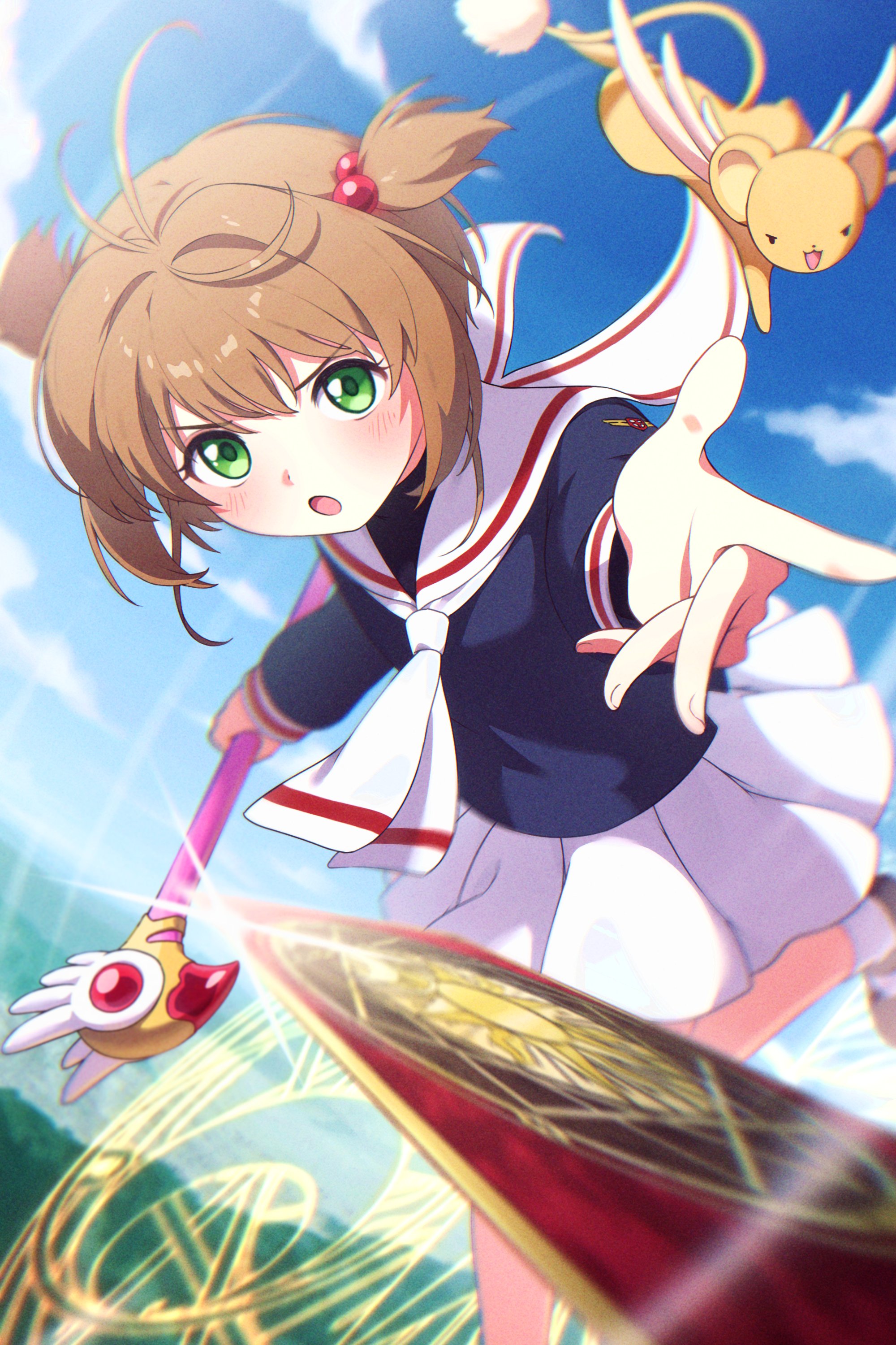 The Big ImageBoard (TBIB) - 1girl absurdres blue sky blush brown hair cardcaptor sakura clow ...