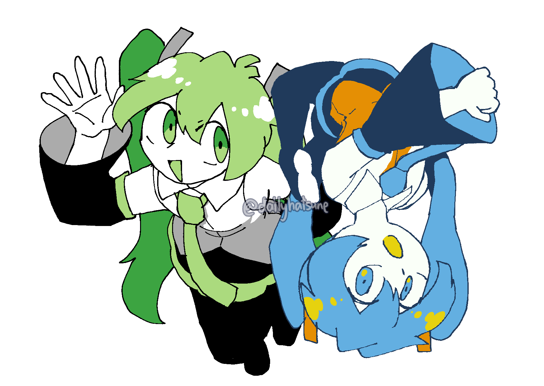 The Big ImageBoard (TBIB) - 2girls alternate color aroace flag aromantic flag black sleeves blue ...