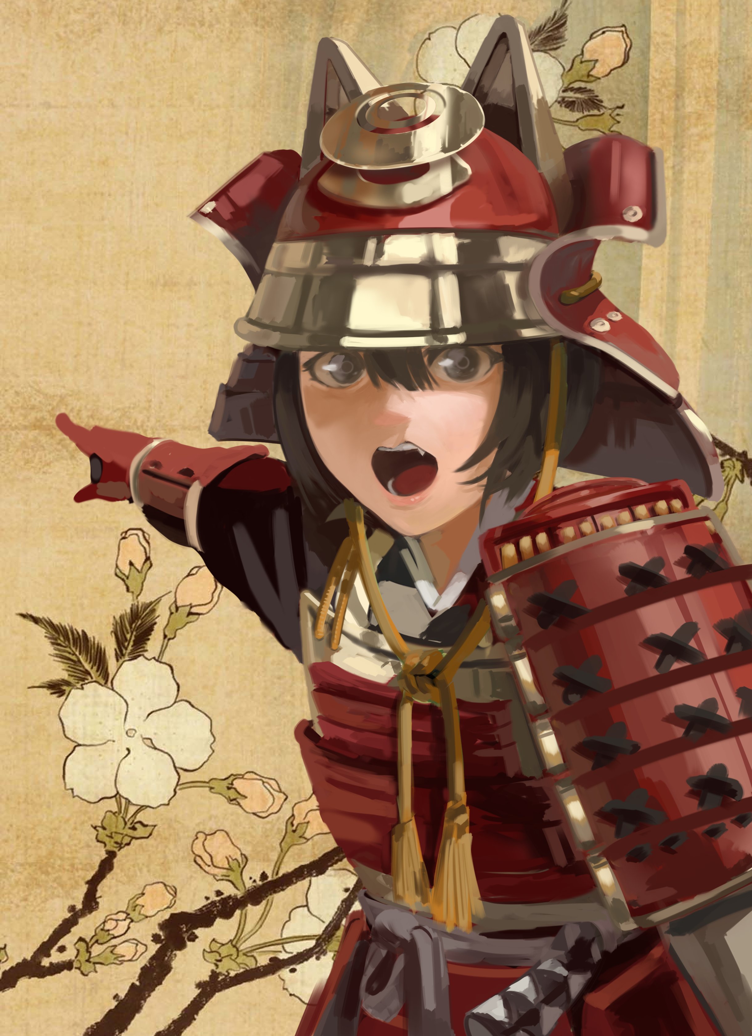 The Big ImageBoard (TBIB) - 1girl absurdres armor black eyes black hair commentary commission ...