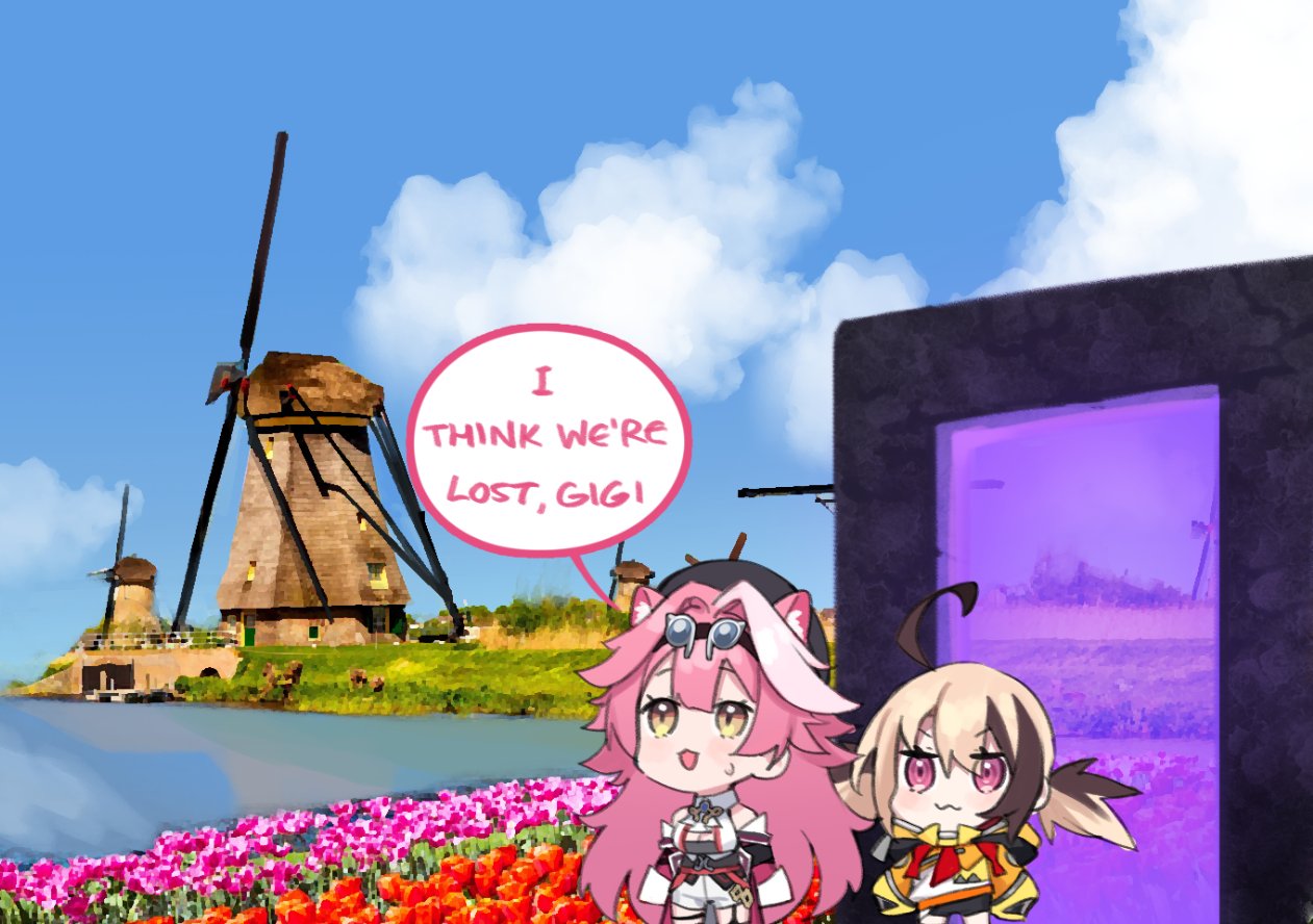 The Big ImageBoard (TBIB) - 2girls ahoge beret black hat black tube top brown hair chibi ...