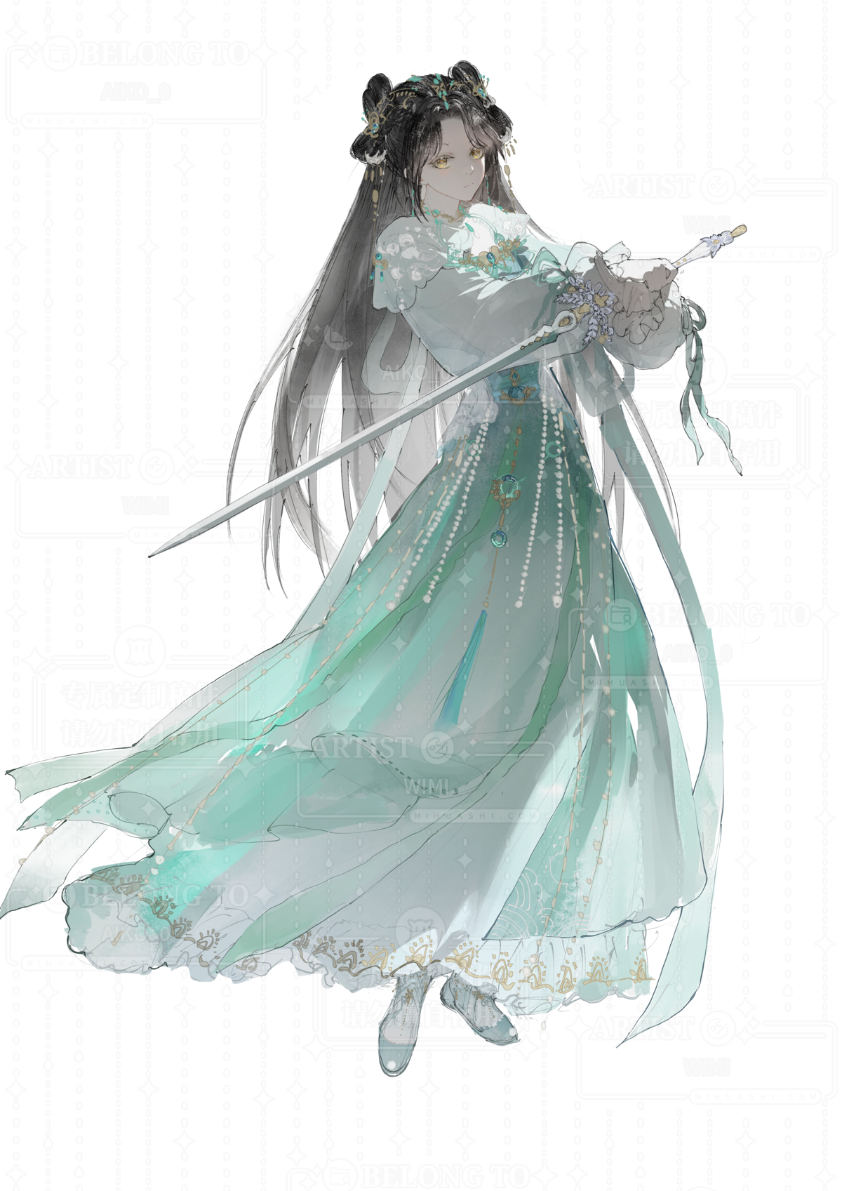 The Big ImageBoard (TBIB) - 1girl black hair chinese clothes commentary request commission dress ...