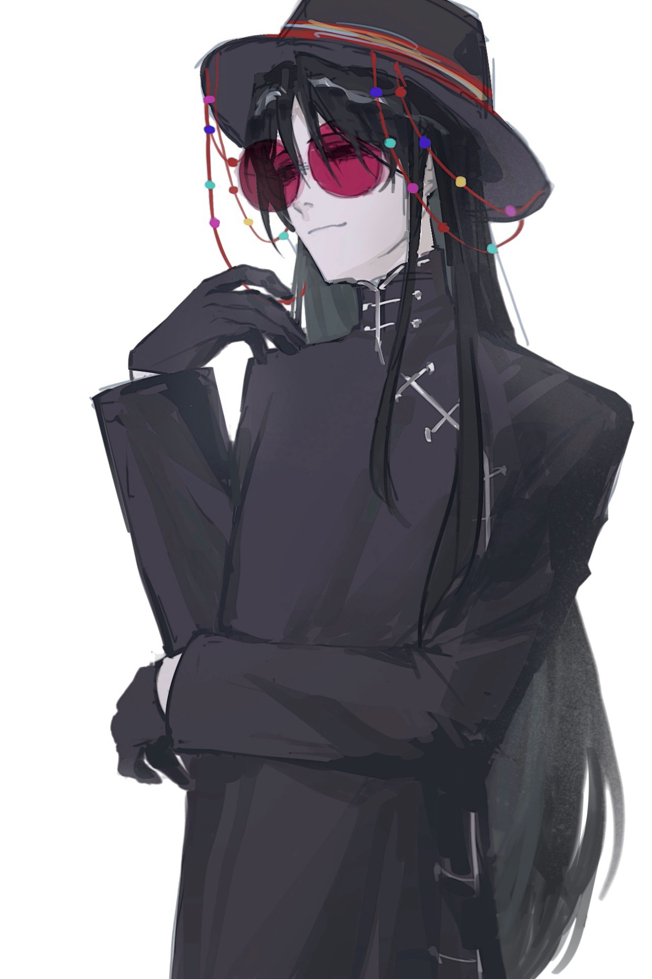 The Big ImageBoard (TBIB) - 1boy beads black eyes black gloves black hair black hat black shirt ...