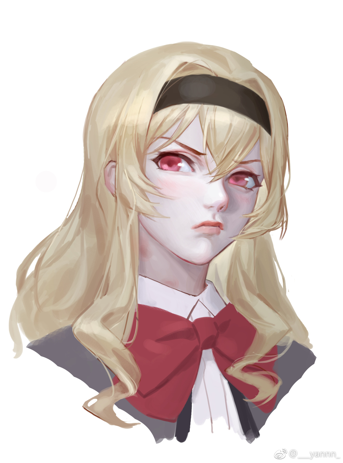 The Big ImageBoard (TBIB) - 1girl black hairband blonde hair bow bowtie chinese commentary ...