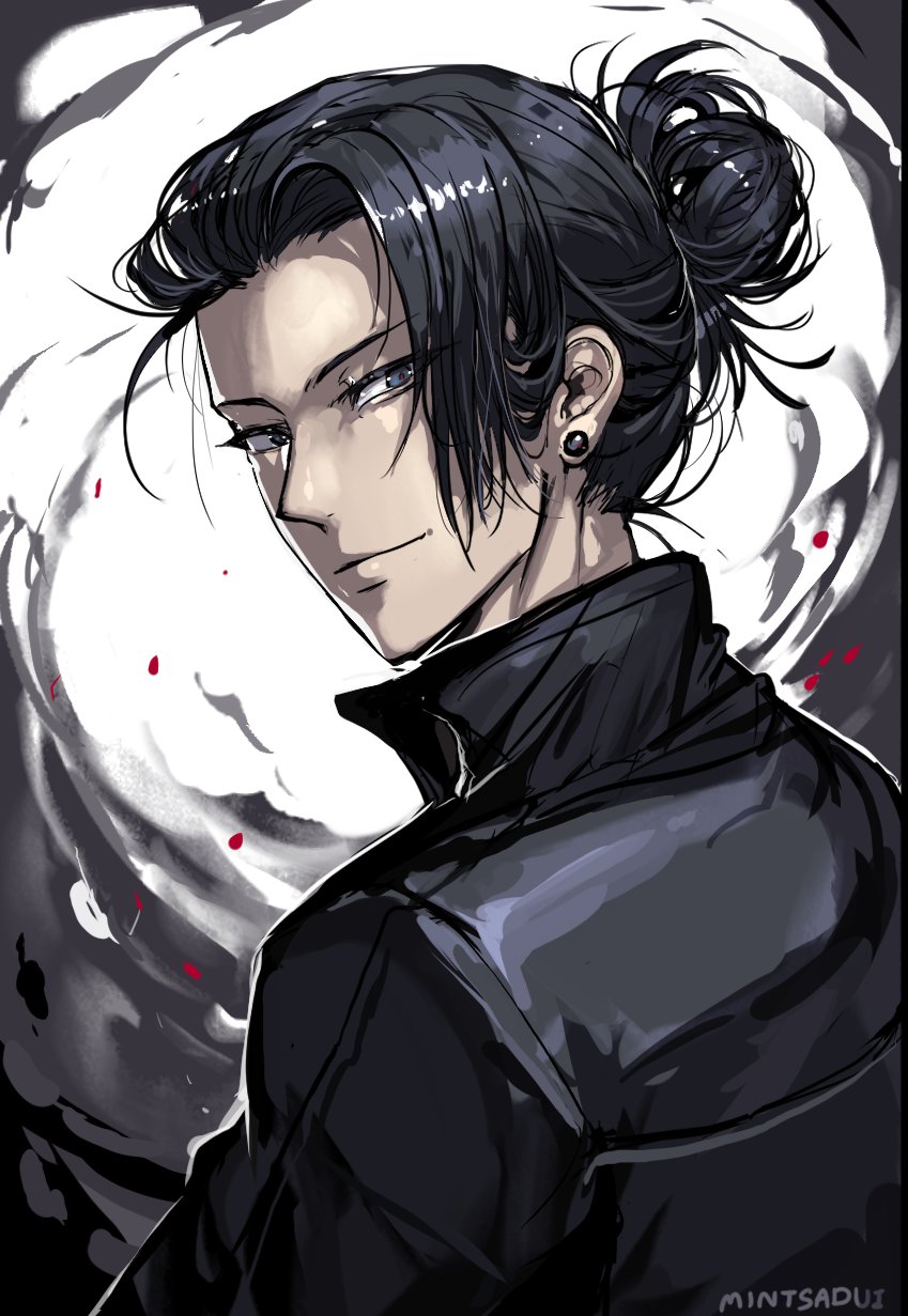 The Big ImageBoard (TBIB) - 1boy artist name black eyes black hair blue eyes closed mouth ...