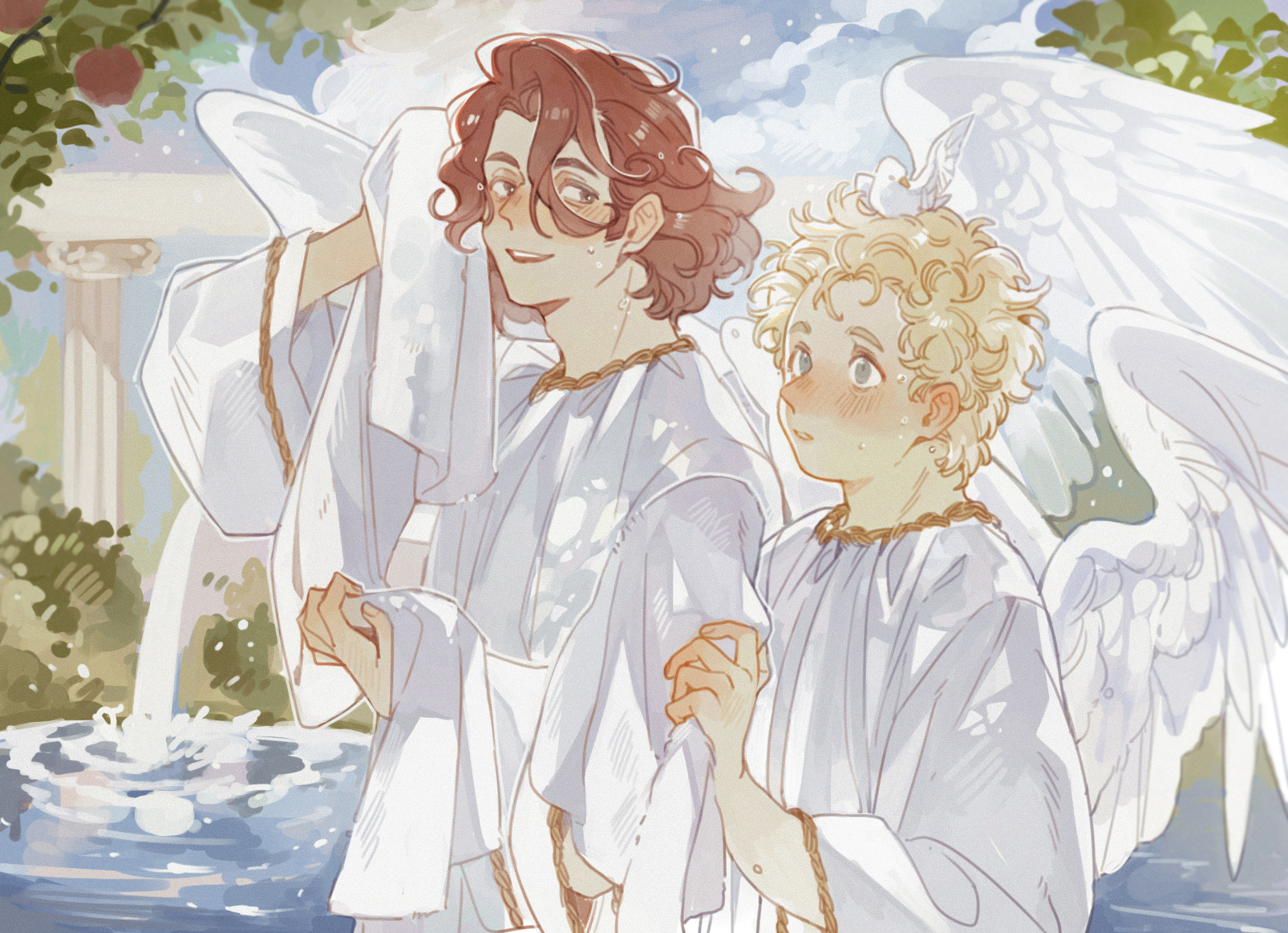 The Big ImageBoard (TBIB) - 2boys angel aziraphale (good omens) blue ...