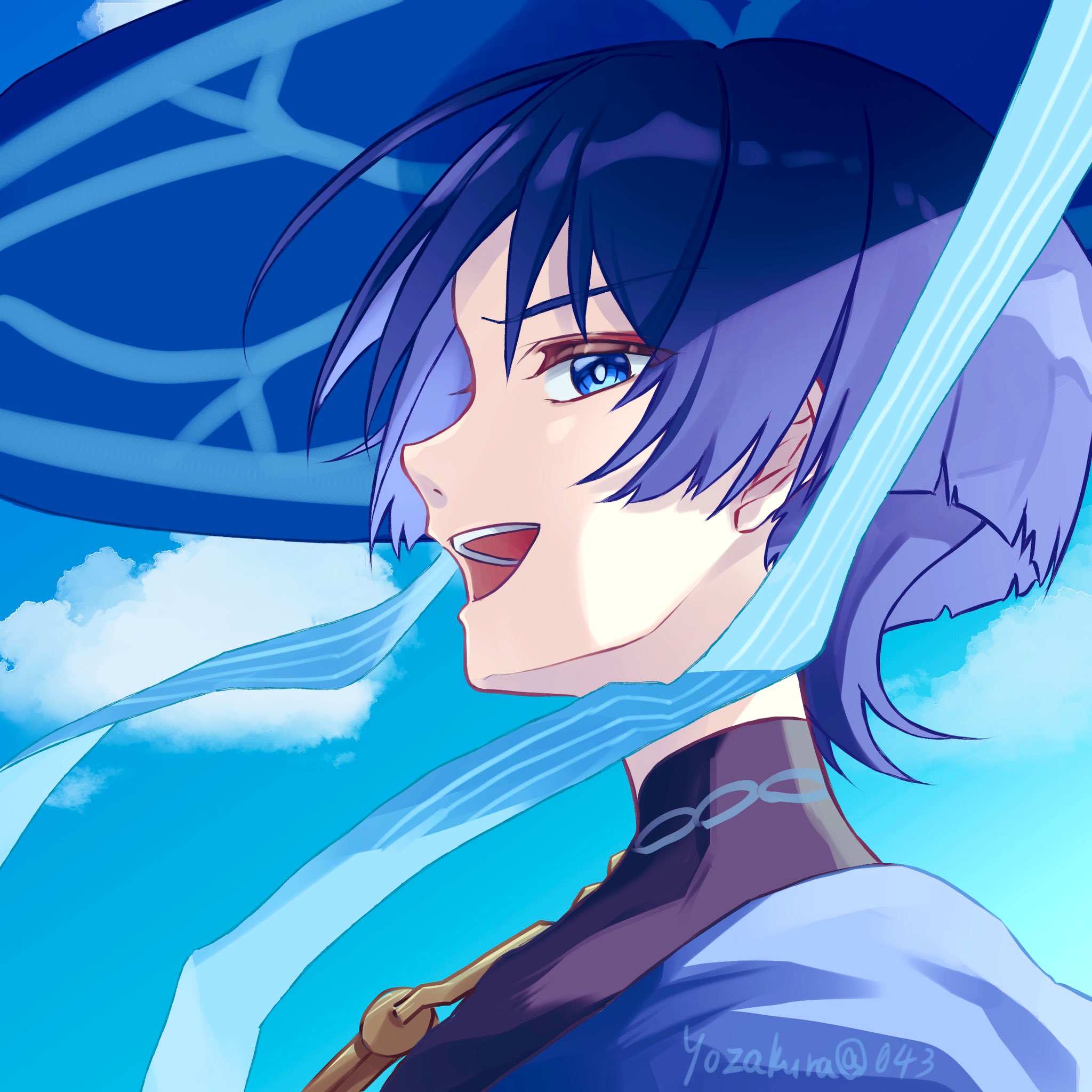 The Big ImageBoard (TBIB) - 1boy artist name black bodysuit blue cape blue eyes blue hat blue ...