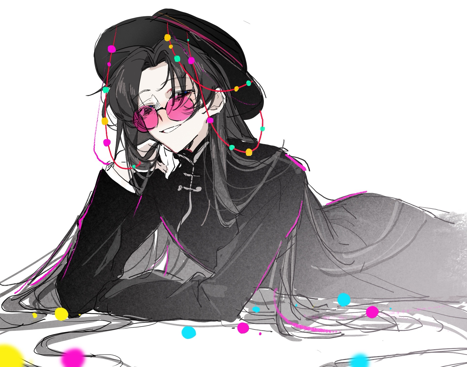 The Big ImageBoard (TBIB) - 1boy bai ling (touqi guaitan) beads black eyes black hair black hat ...