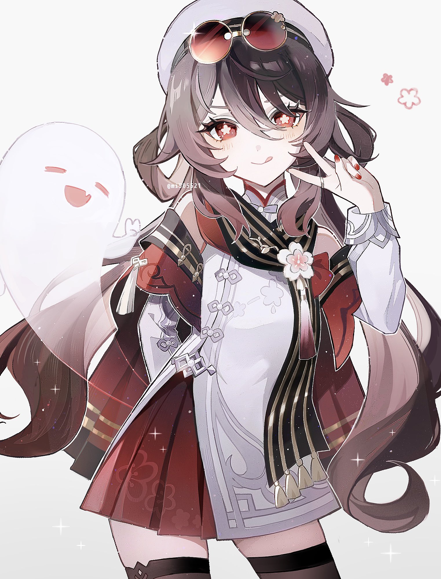 The Big ImageBoard (TBIB) - 1girl :3 :q = = arm behind back black scarf black thighhighs boo tao ...