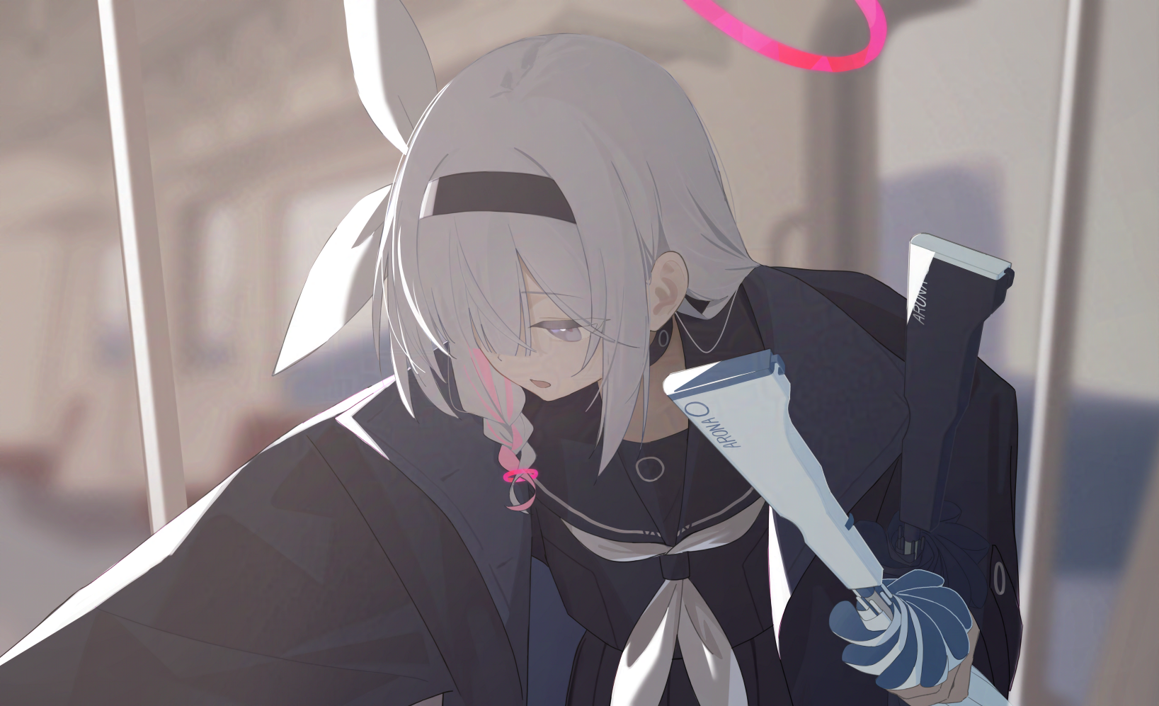 The Big ImageBoard (TBIB) - 1girl anohito401 black coat black hairband black sailor collar black ...