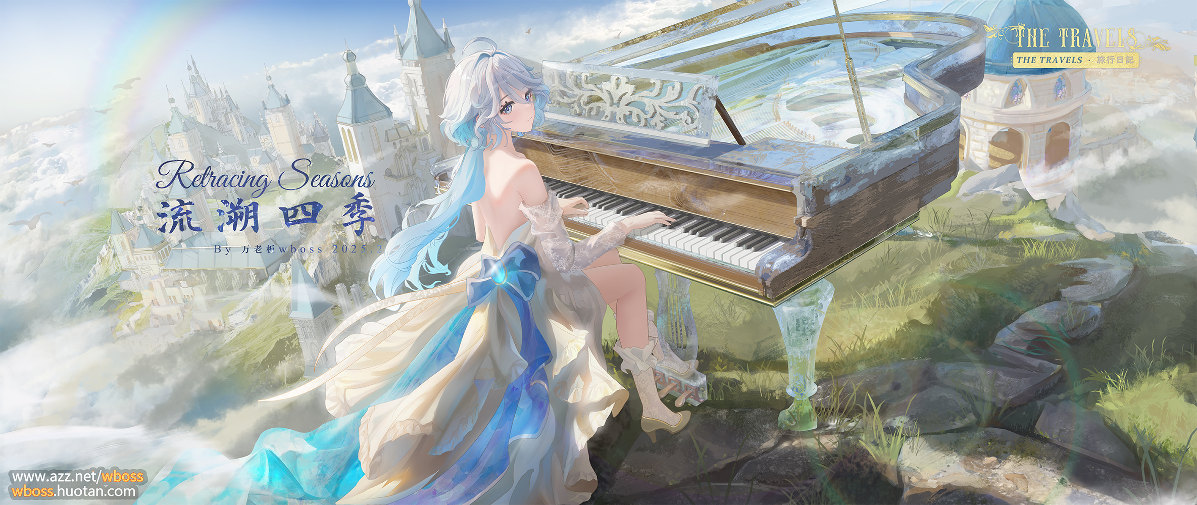 The Big ImageBoard (TBIB) - 1girl ahoge alternate costume artist name bare shoulders bird blue ...