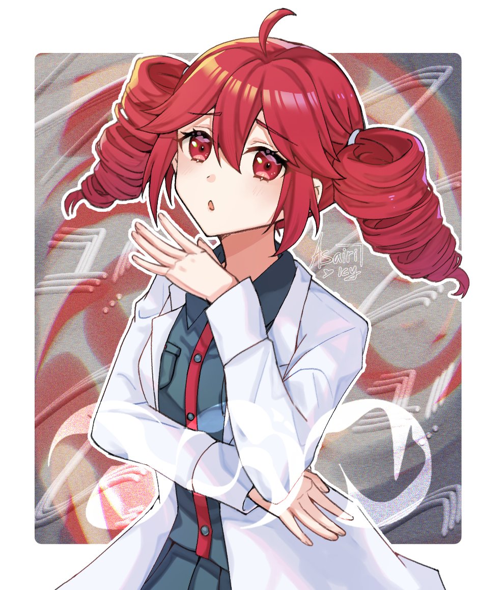 The Big ImageBoard (TBIB) - 1girl :o ahoge black shirt black skirt ...