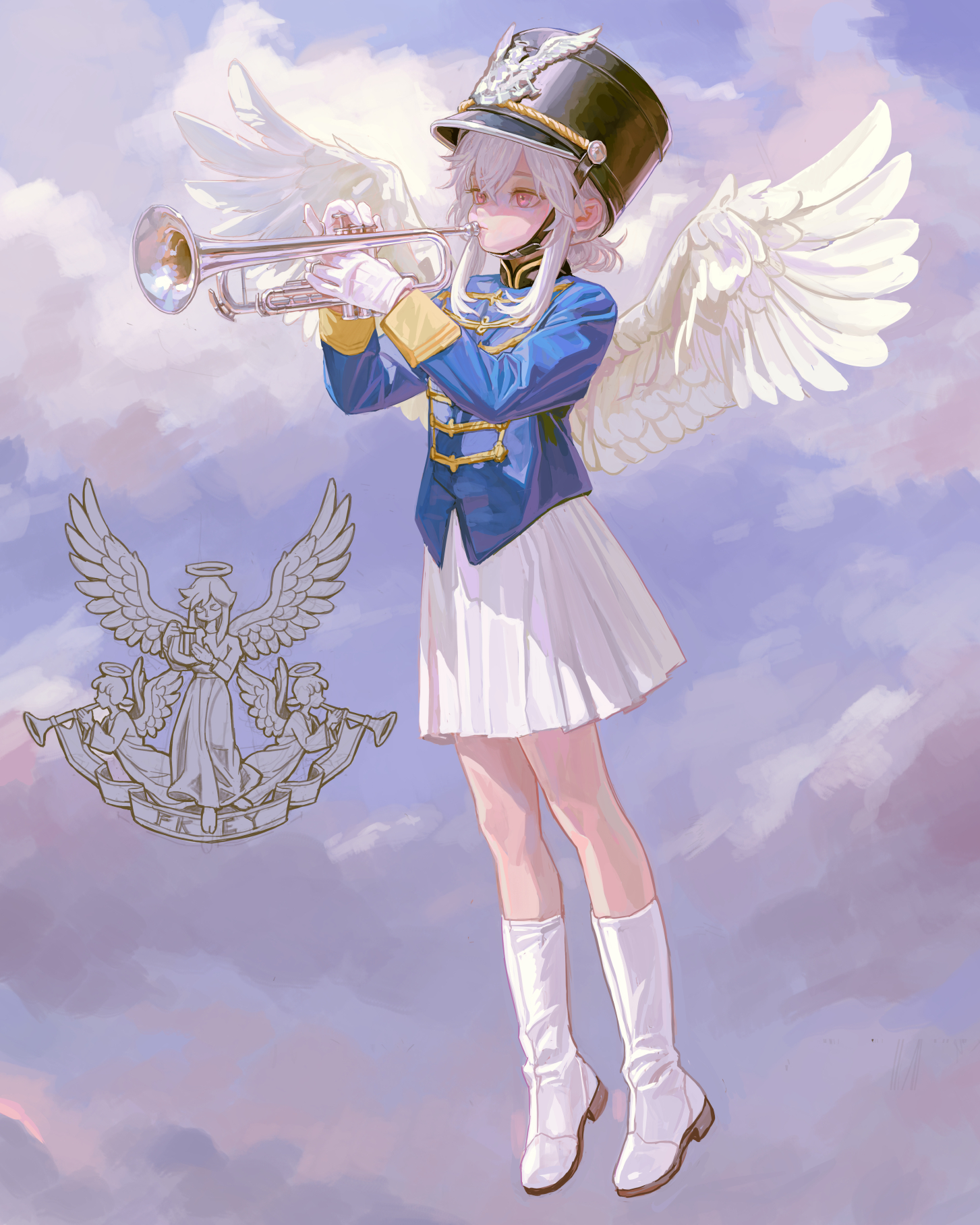 The Big ImageBoard (TBIB) - 1girl angel wings band uniform black hat ...