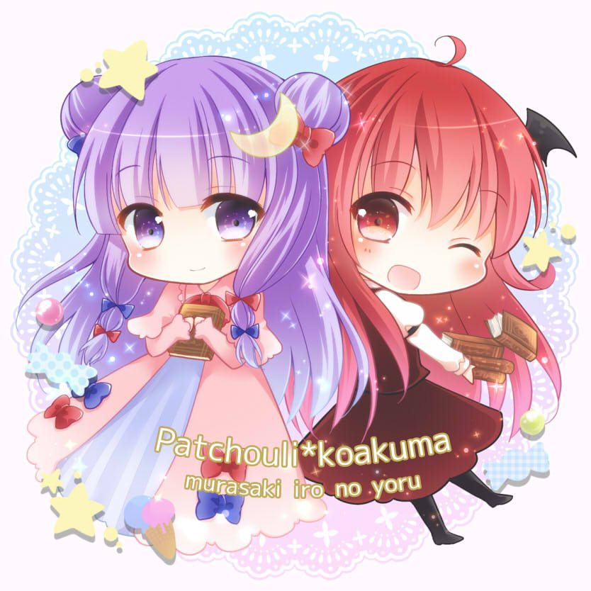 The Big ImageBoard (TBIB) - 2girls chibi commentary request head wings ...