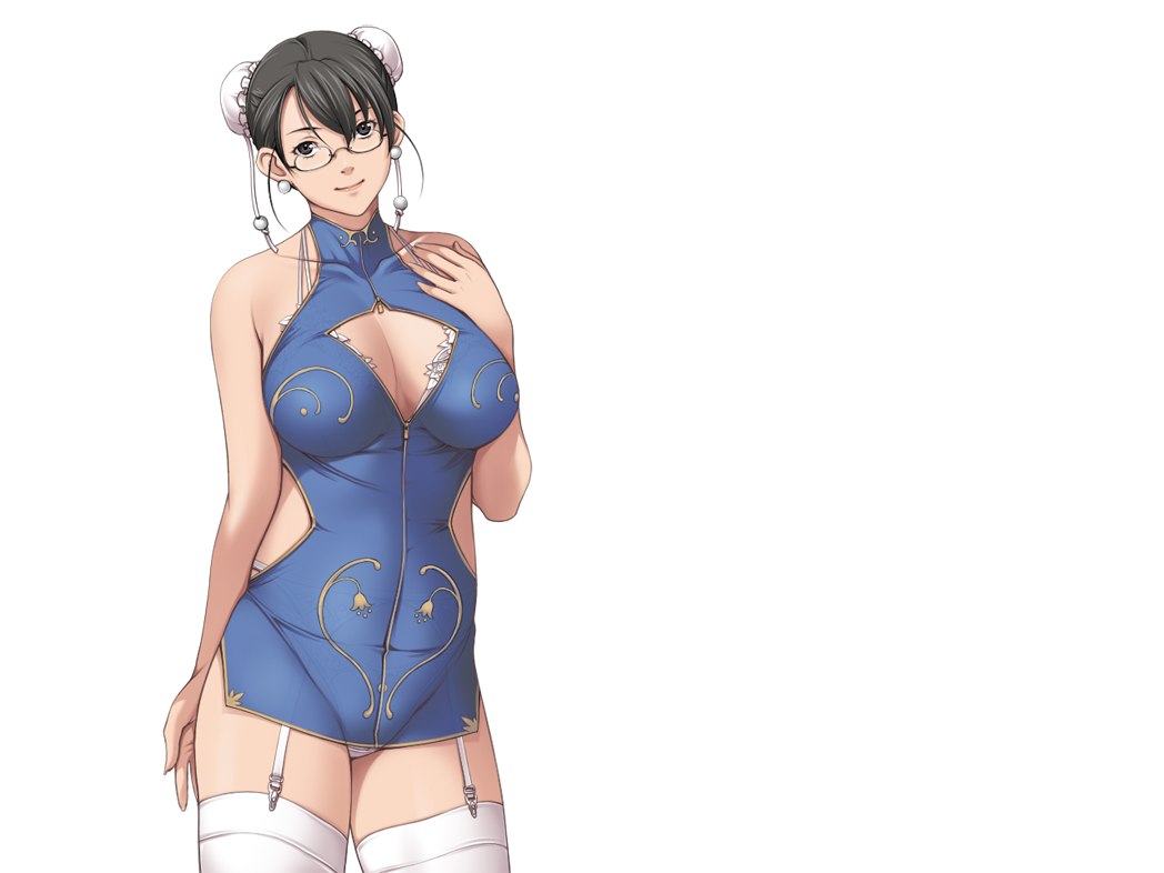 The Big ImageBoard (TBIB) - 1girl bare shoulders black eyes black hair breasts china dress ...