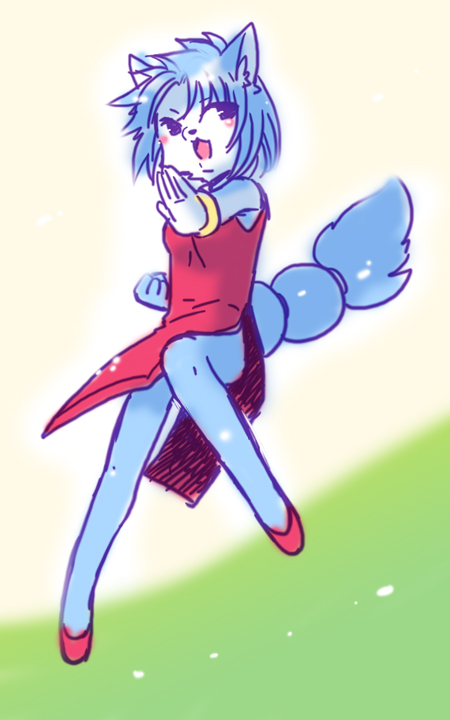 The Big Imageboard Tbib 1girl Blue Hair Blush Dress Female Furry