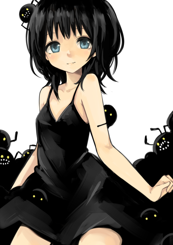 The Big ImageBoard (TBIB) - 1girl bad id bad pixiv id bare shoulders black hair blue eyes ...