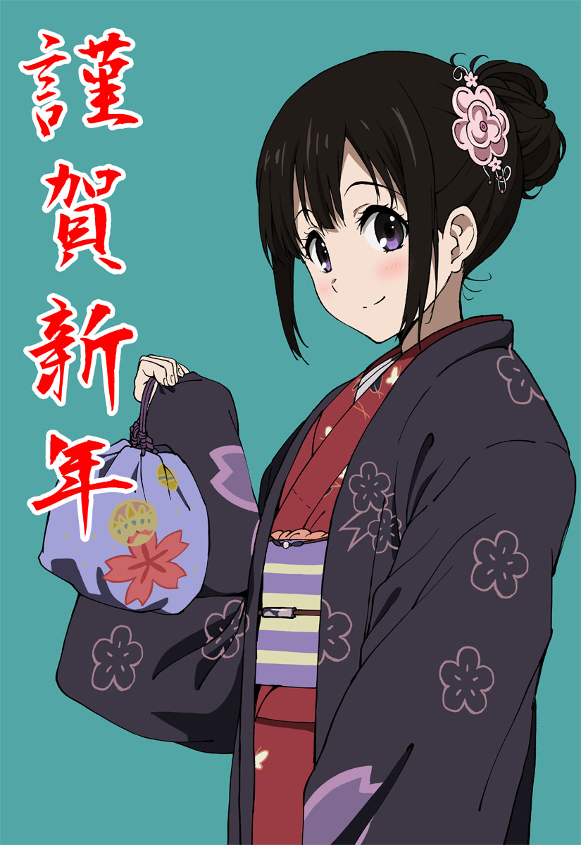 The Big ImageBoard (TBIB) - 1girl aqua background black hair blush ...