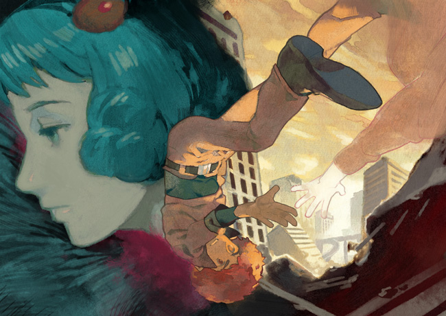 The Big ImageBoard (TBIB) - 1boy 1girl blue hair city cosmo yuki ...