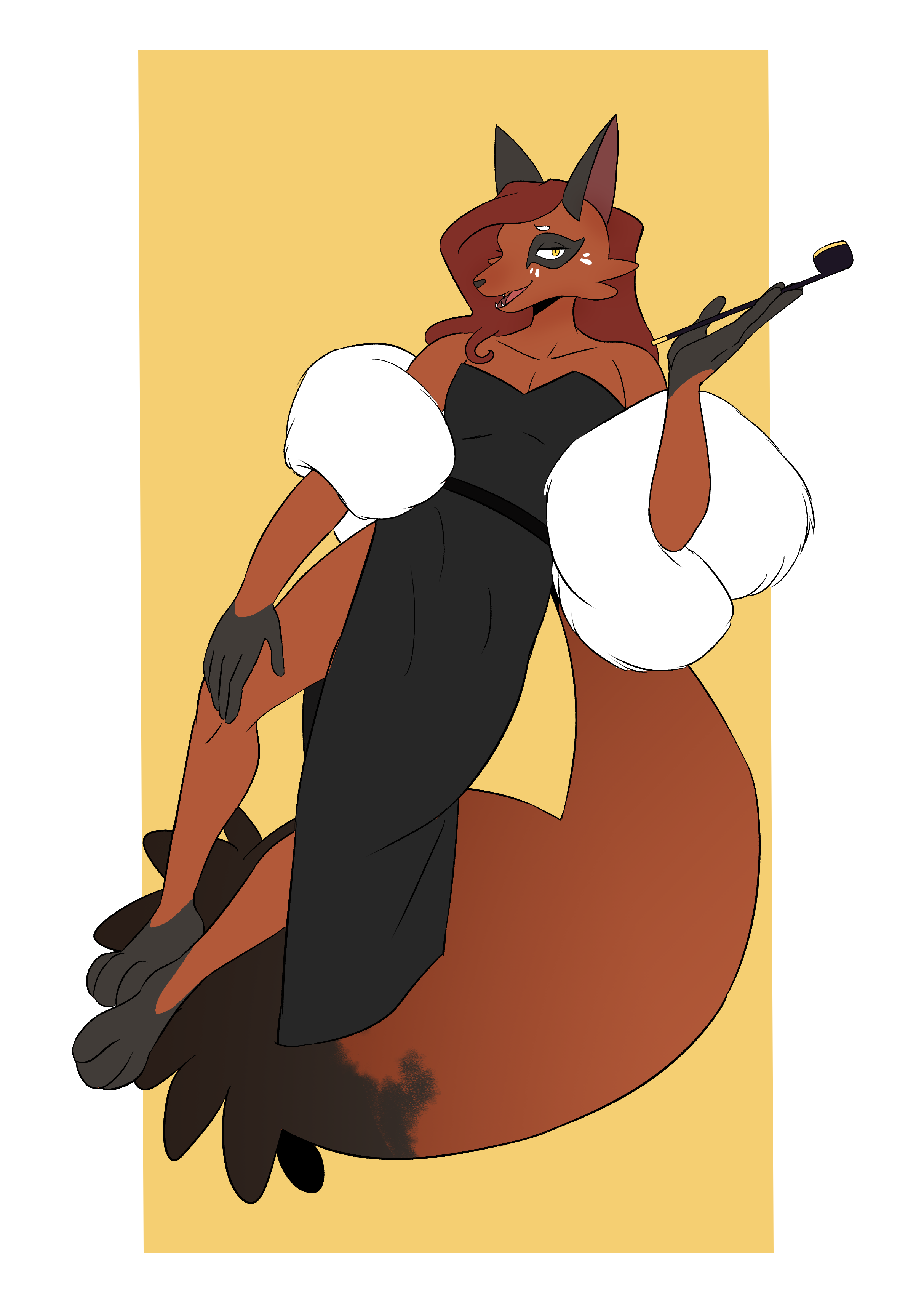 The Big ImageBoard (TBIB) - 5 fingers absurd res black clothing black dress black ears black ...