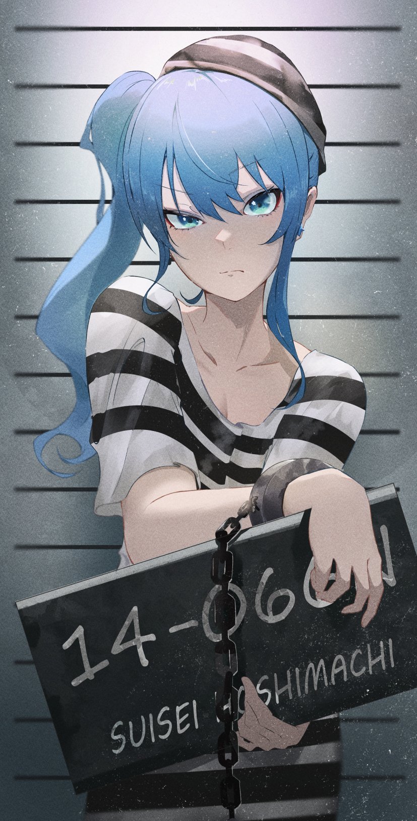 The Big ImageBoard (TBIB) - 1girl alternate costume blue eyes blue hair character name cuffs ...