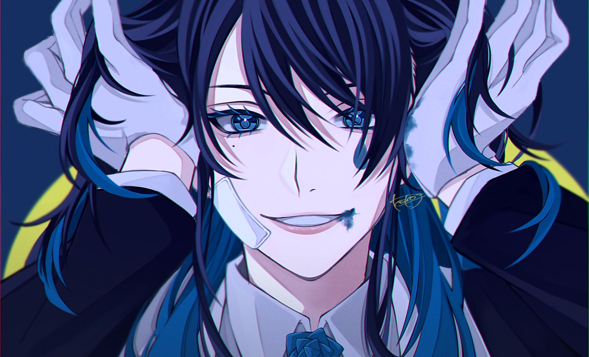 The Big ImageBoard (TBIB) - 1girl ado (utaite) bandaid bandaid on face black coat blue ...