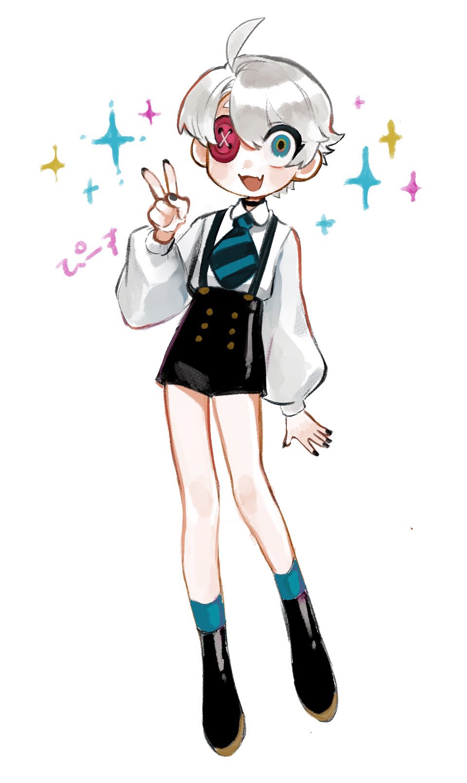 The Big ImageBoard (TBIB) - 1boy ahoge ankle socks black choker black footwear black nails black ...