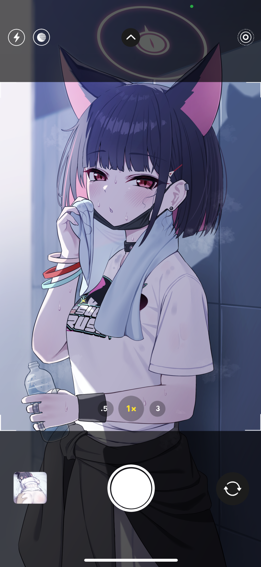 The Big ImageBoard (TBIB) - 1girl animal ears black hair blue archive cat ears extra ears halo ...