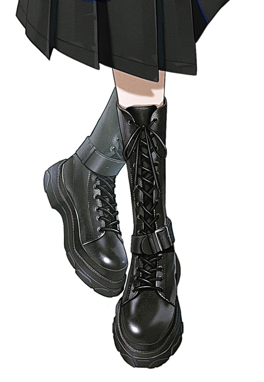 The Big ImageBoard (TBIB) - 1girl black footwear black skirt boots cross-laced footwear footwear ...