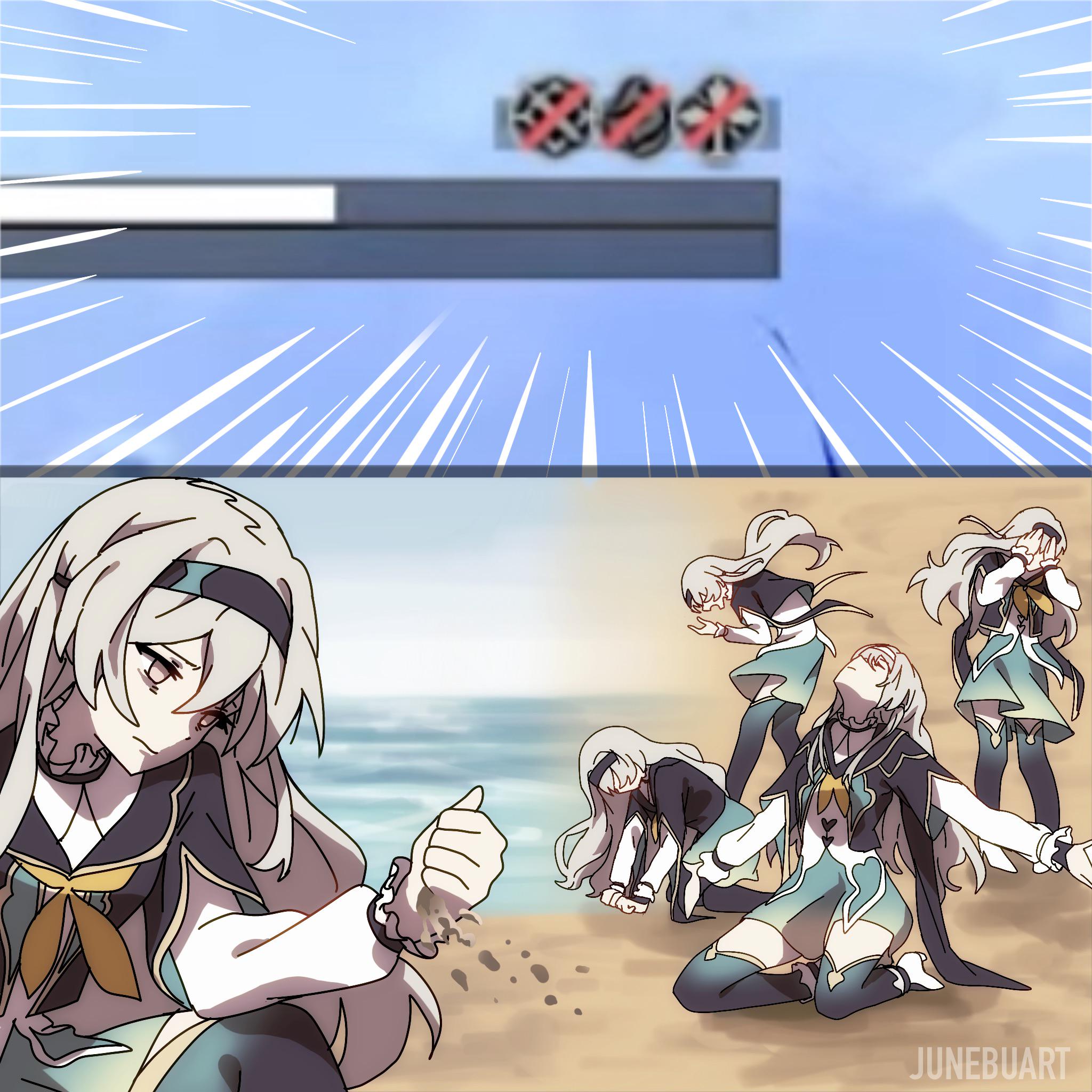 The Big ImageBoard (TBIB) - 1girl aqua skirt beach black hairband black ...