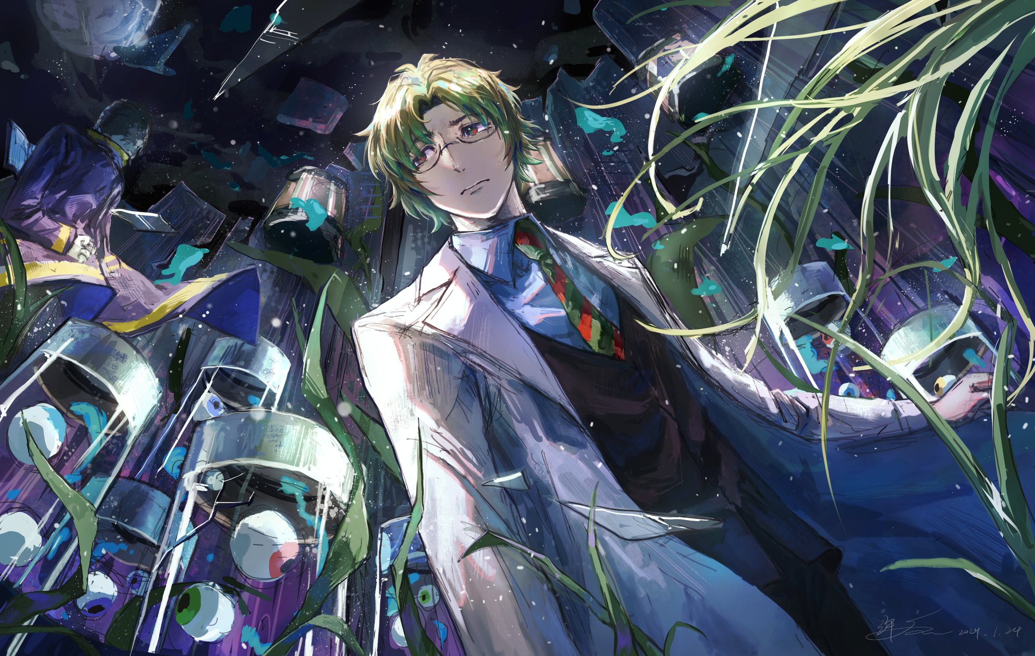 The Big ImageBoard (TBIB) - 1boy 1other black shirt closed mouth ...