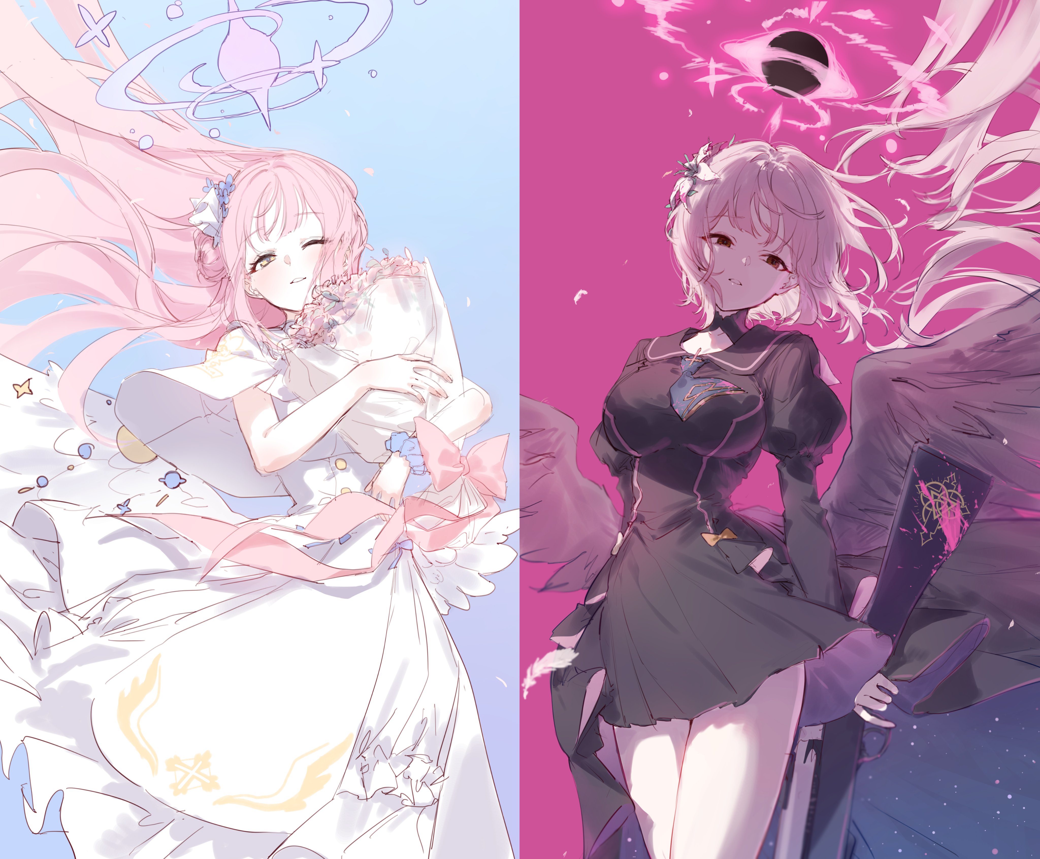 The Big ImageBoard (TBIB) - 2girls absurdres alternate costume alternate hairstyle angel wings ...