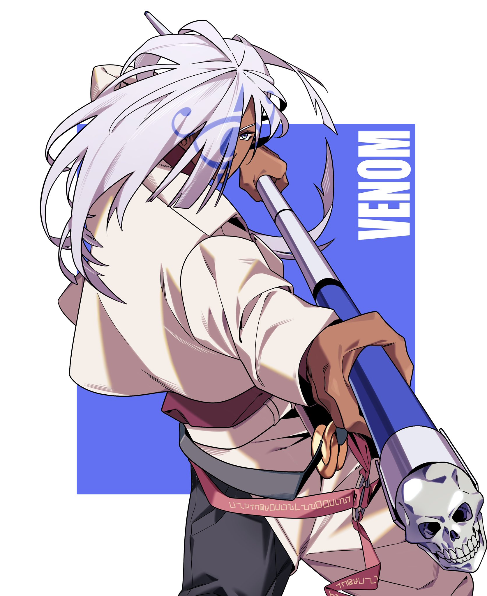 The Big ImageBoard (TBIB) - 1boy arm up belt black pants blue eyes ...