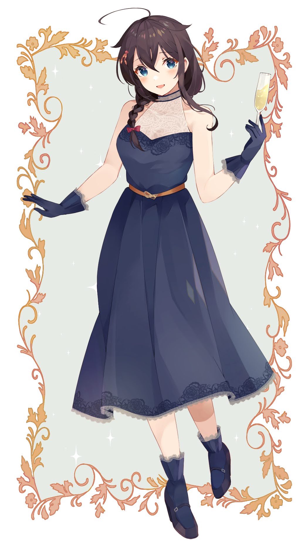 The Big ImageBoard (TBIB) - 1girl ahoge bare shoulders blue dress blue eyes blue socks blush ...