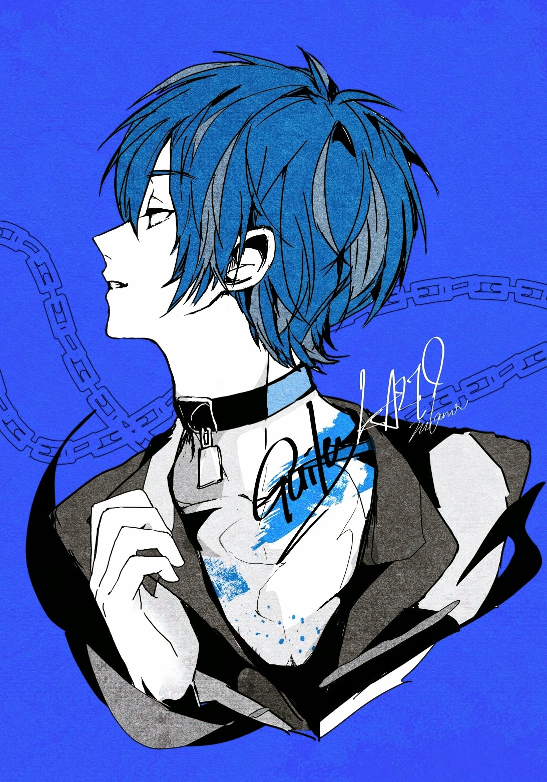 The Big ImageBoard (TBIB) - 1boy 3kuma arm up belt belt buckle belt collar black belt black ...