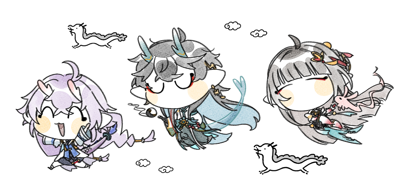 The Big ImageBoard (TBIB) - 1boy 2girls arms up bailu (honkai: star ...