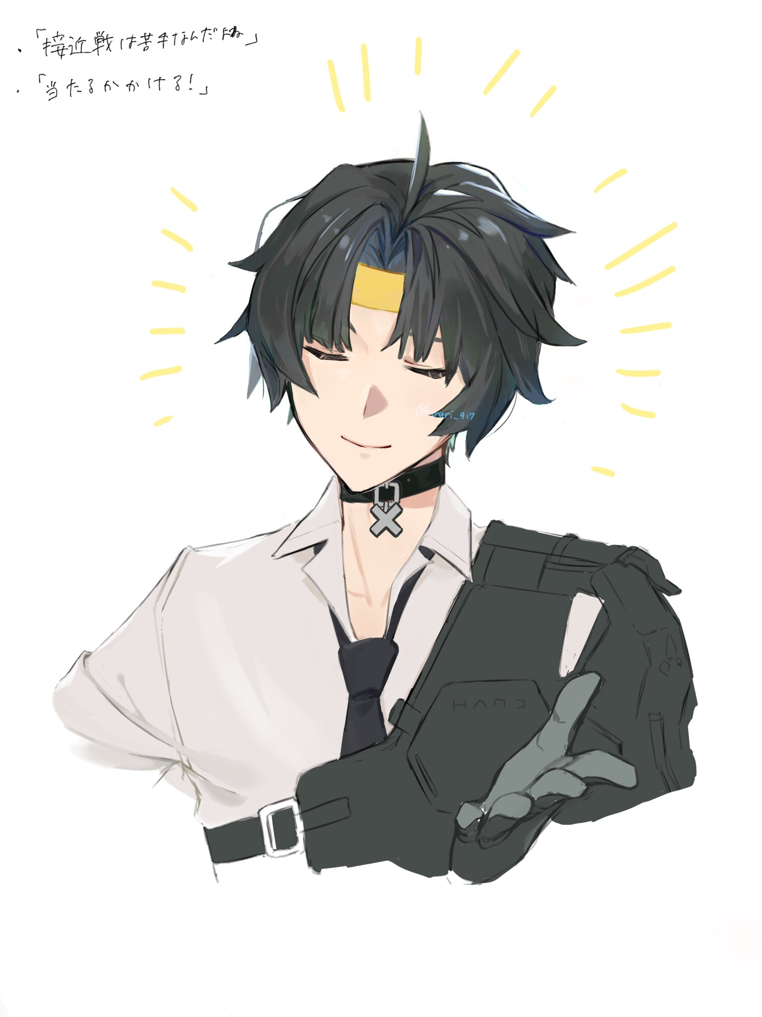 The Big ImageBoard (TBIB) - 1boy artist name asaba harumasa black choker black gloves black hair ...