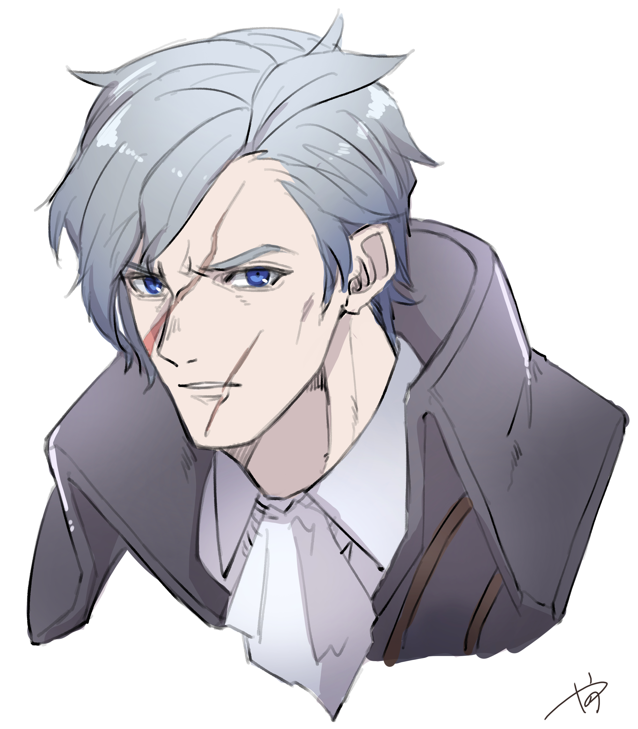 The Big ImageBoard (TBIB) - 1boy absurdres ascot black coat blue eyes coat collared coat ...