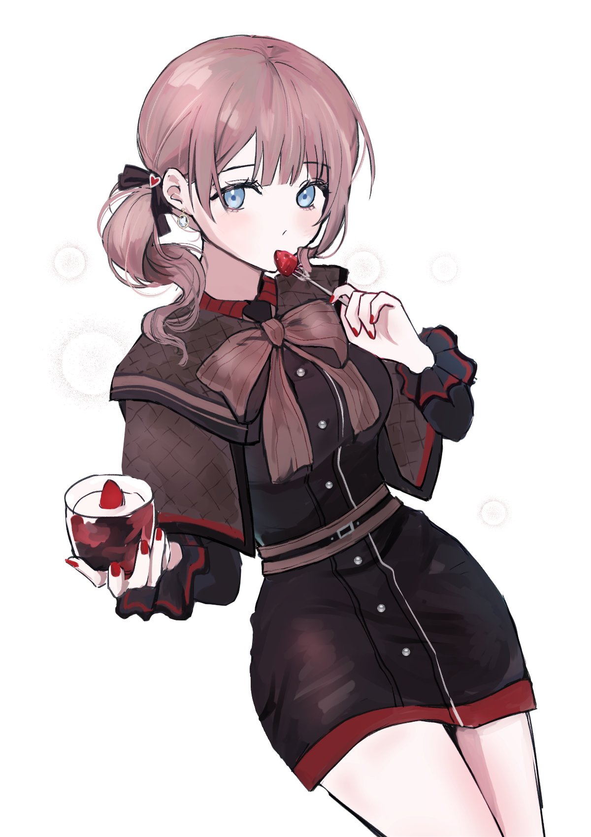 The Big ImageBoard (TBIB) - 1girl black dress blue eyes bow bowtie brown bow brown hair capelet ...