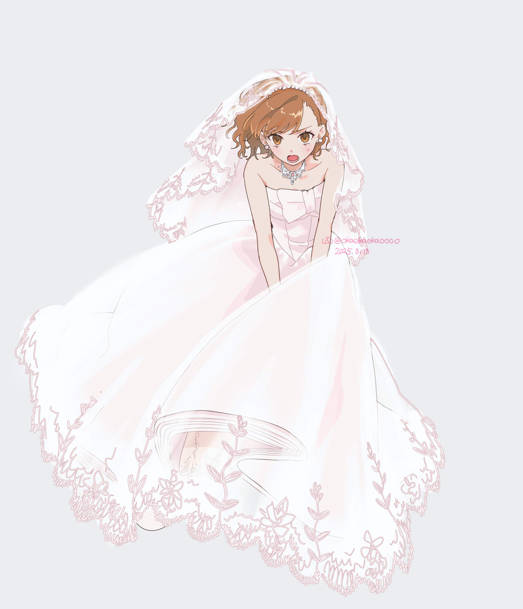 The Big ImageBoard (TBIB) - 1girl alternate costume asymmetrical bangs bridal veil brown eyes ...