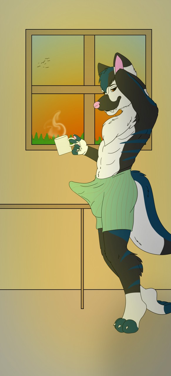 The Big ImageBoard (TBIB) - anthro bbsdrawings beverage boxers (clothing) bulge canid canine ...
