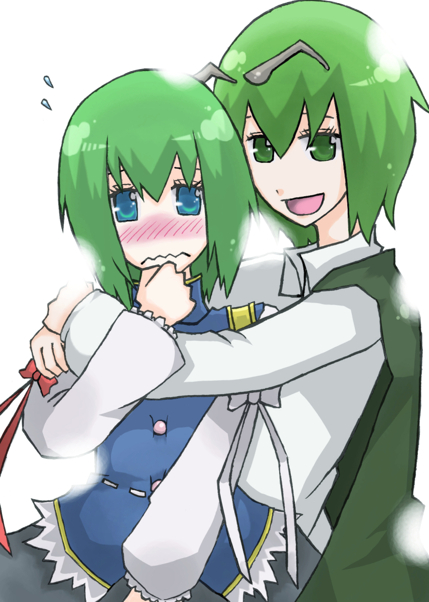 The Big Imageboard Tbib Antennae Blue Eyes Blush Green Hair Kuragen