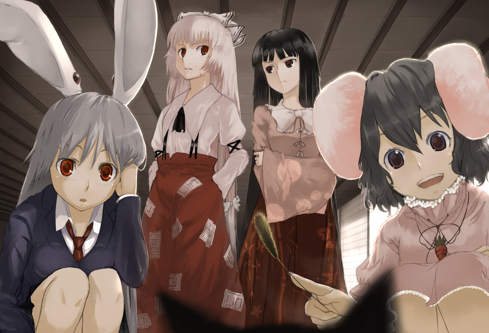 The Big ImageBoard (TBIB) - 4girls adjusting hair animal ears annoyed ...