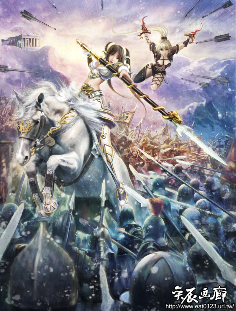 The Big ImageBoard (TBIB) - 2girls armor army arrow battle blonde hair ...