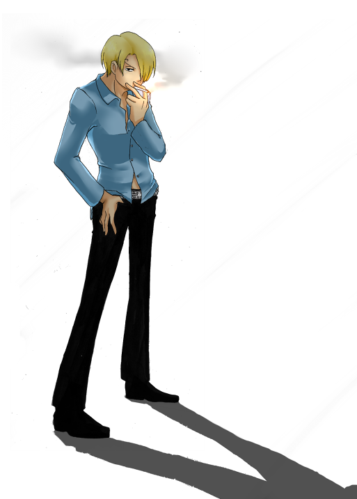 The Big ImageBoard (TBIB) - 1boy blonde hair cigarette full body hair ...