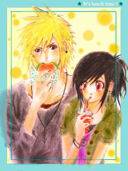 The Big ImageBoard (TBIB) - cloud strife cloud tifa couple drink eating ...