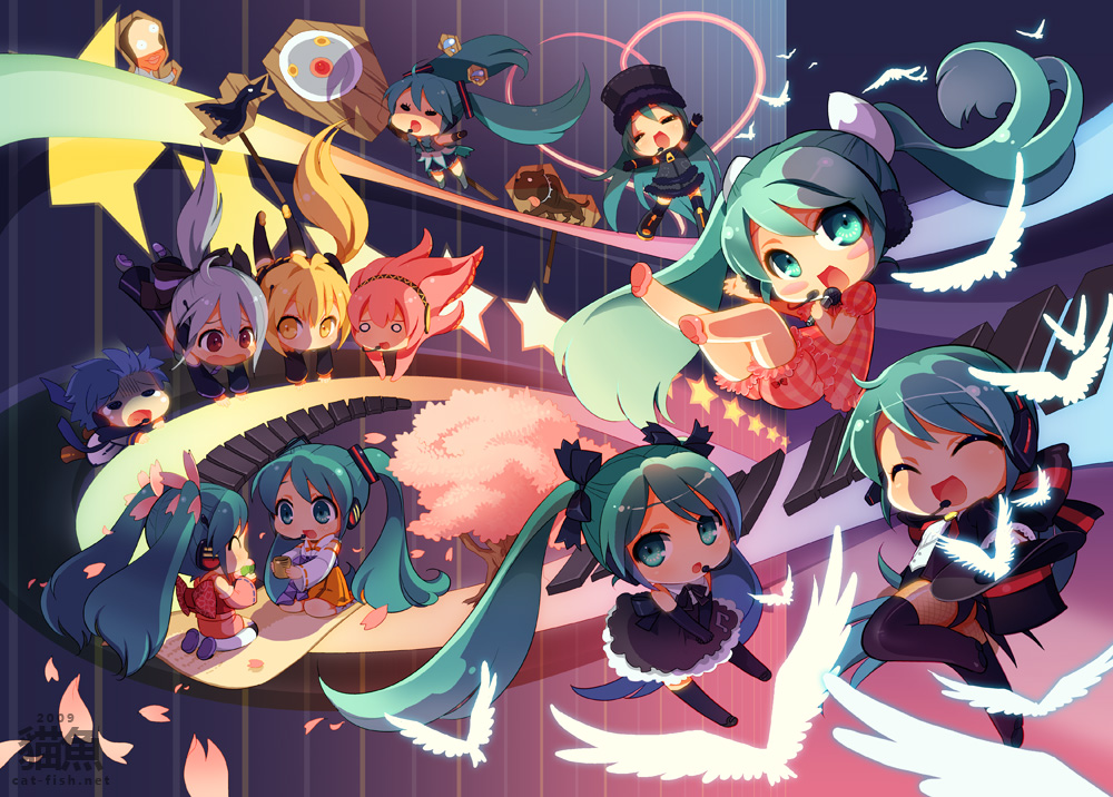 The Big ImageBoard (TBIB) - 1boy 6+girls akita neru bird chibi chinese ...