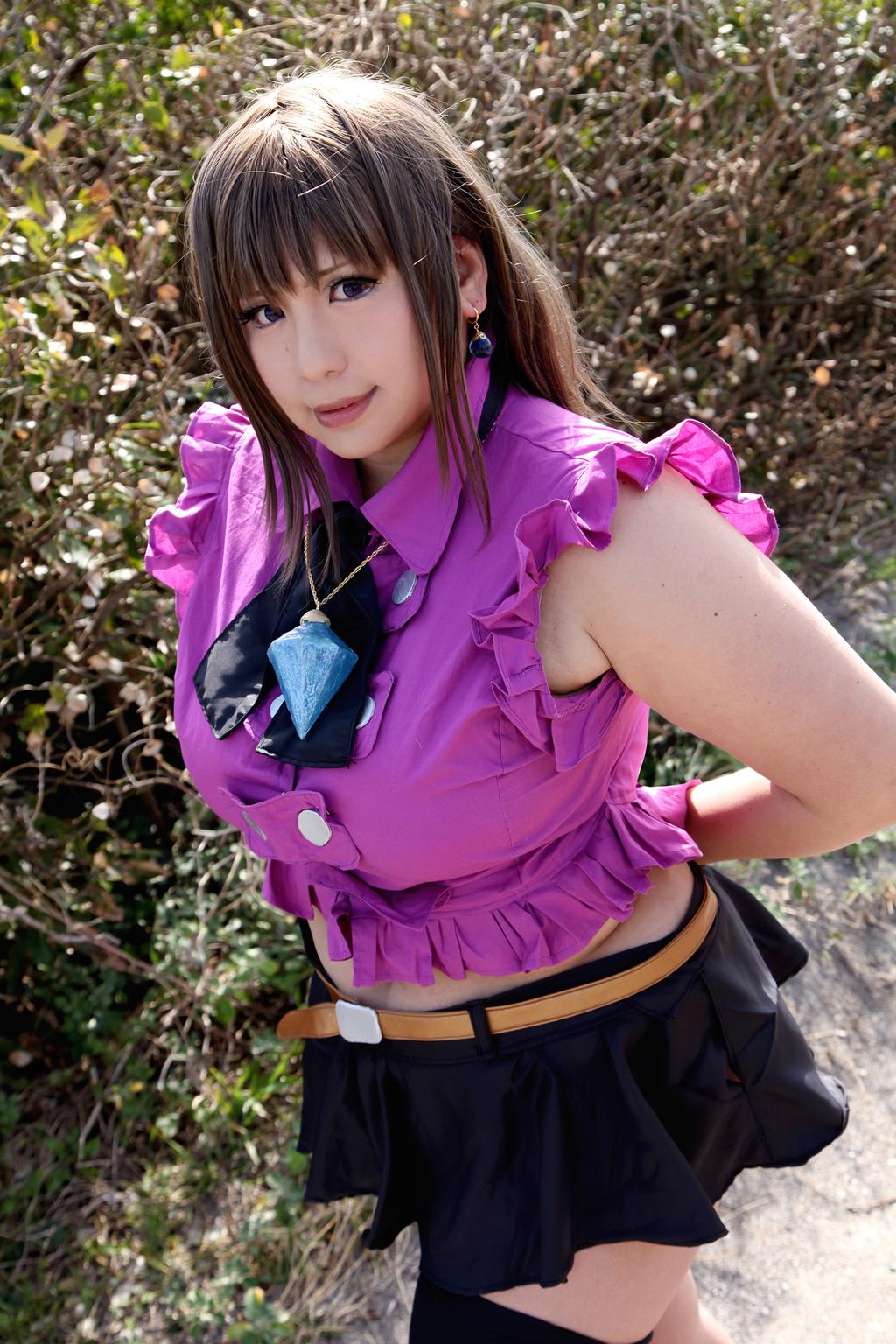 The Big ImageBoard (TBIB) - 1girl alternate costume asian belt black skirt brown hair chouzuki ...