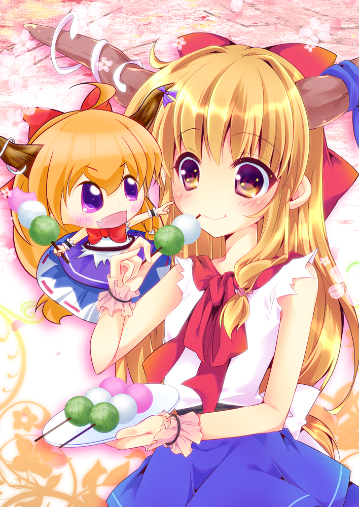 The Big ImageBoard (TBIB) - blush bow cherry blossoms chibi dango dual ...