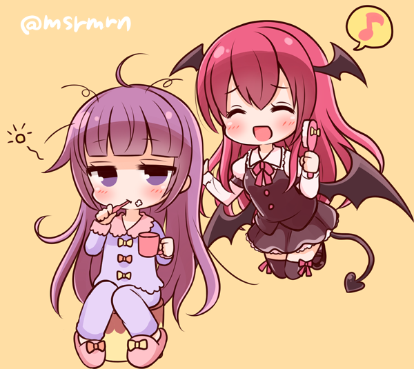 The Big ImageBoard (TBIB) - :d ^ ^ ahoge bat wings brushing teeth ...