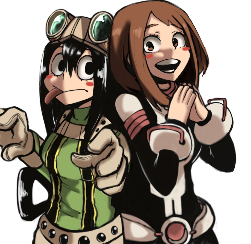 The Big Imageboard Tbib 2girls D Asui Tsuyu Back To Back Black Eyes Black Hair Blush